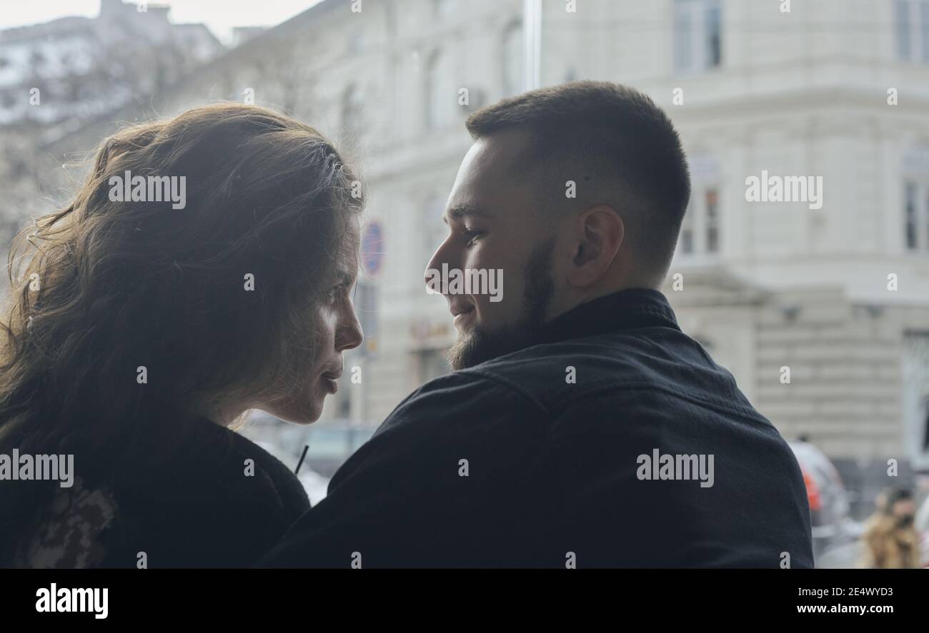 Sentimental happy couple in love bonding Stock Photo - Alamy