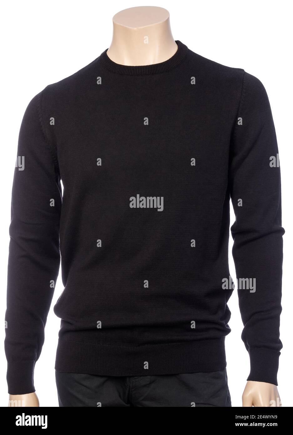 Black plain longtsleeve jersey on mannequin isolated on a white ...
