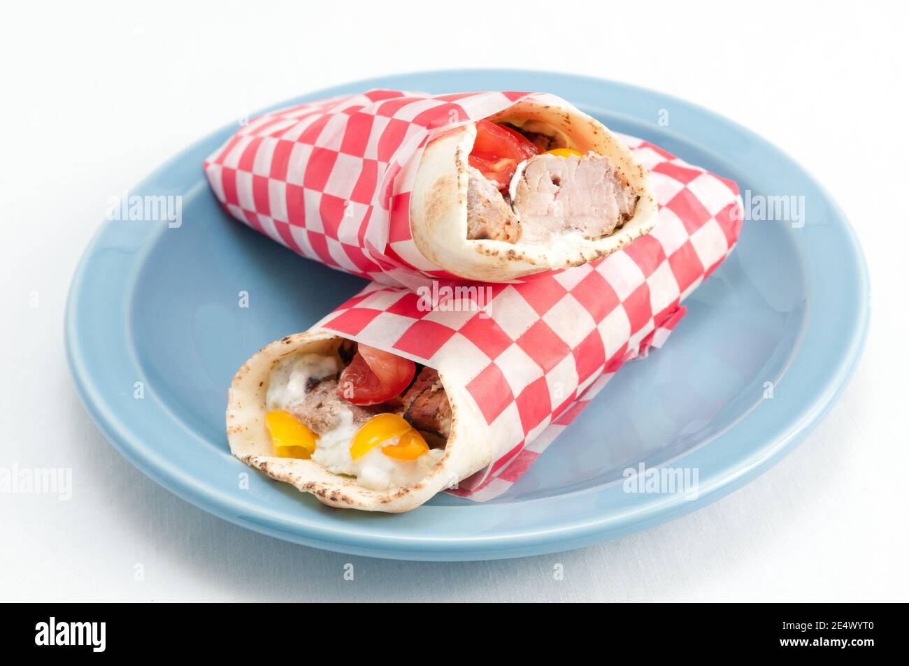pork pita wrap gyro with tomato Stock Photo - Alamy