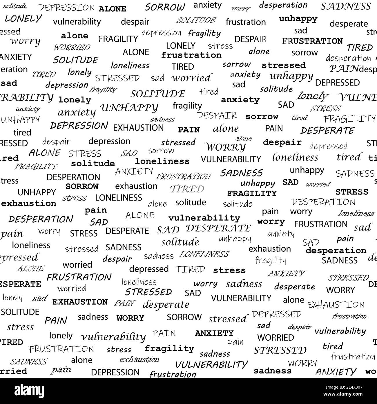 Typography seamless pattern with negative emotions like frustration ...