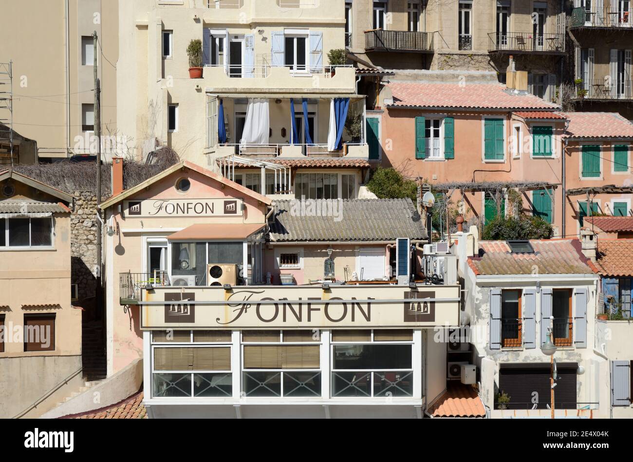The Marseille Fish Restaurant, Chez Fonfon, in the Vallon des Auffes, & Traditional Old Houses ...