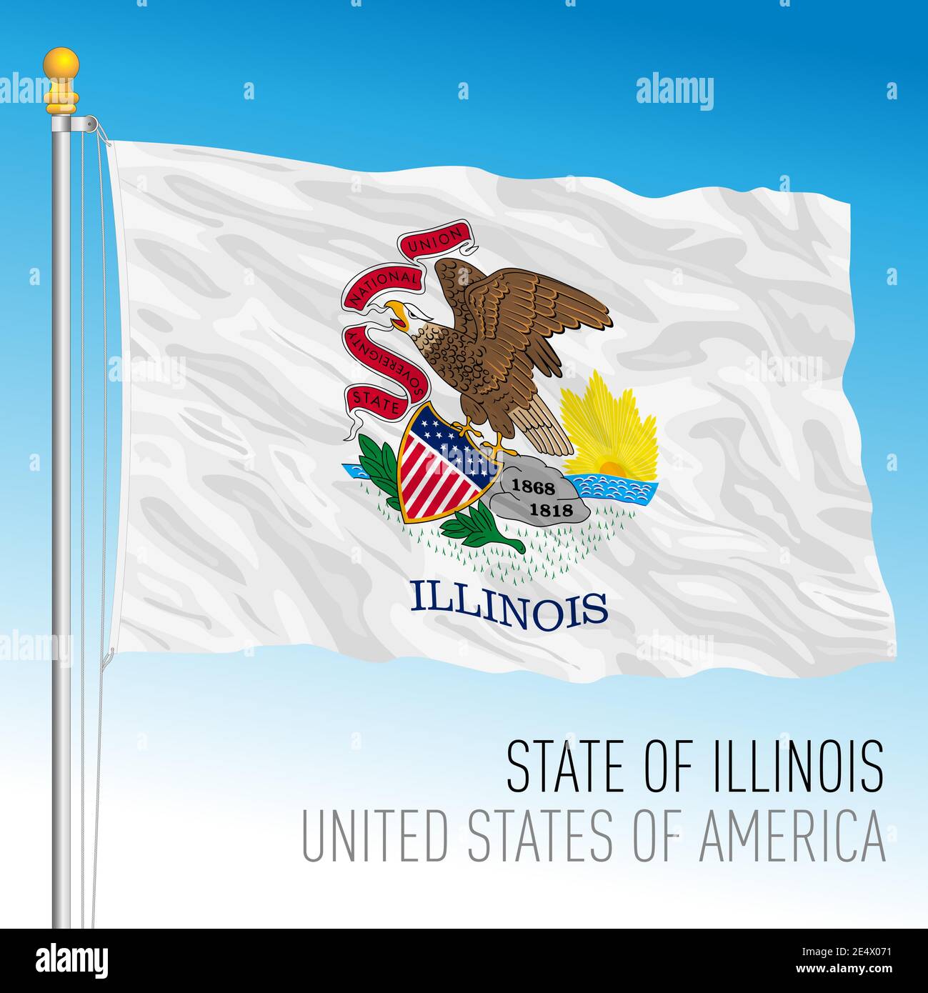 Illinois federal state flag, United States, vector illustration Stock ...