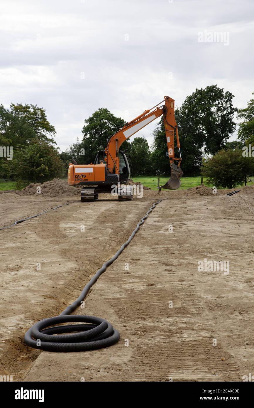 Construction of a horse riding arena Stock Photo - Alamy