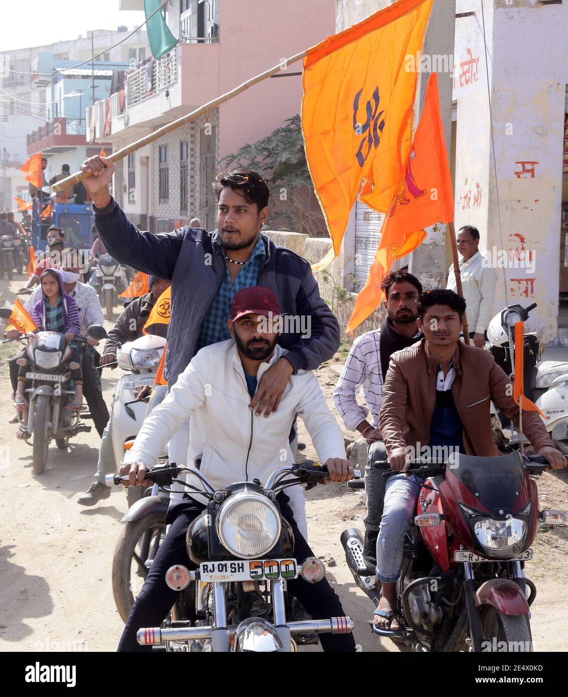 Beawar, Rajasthan, India, Jan. 24, 2021: Hindu volunteers take part in ...