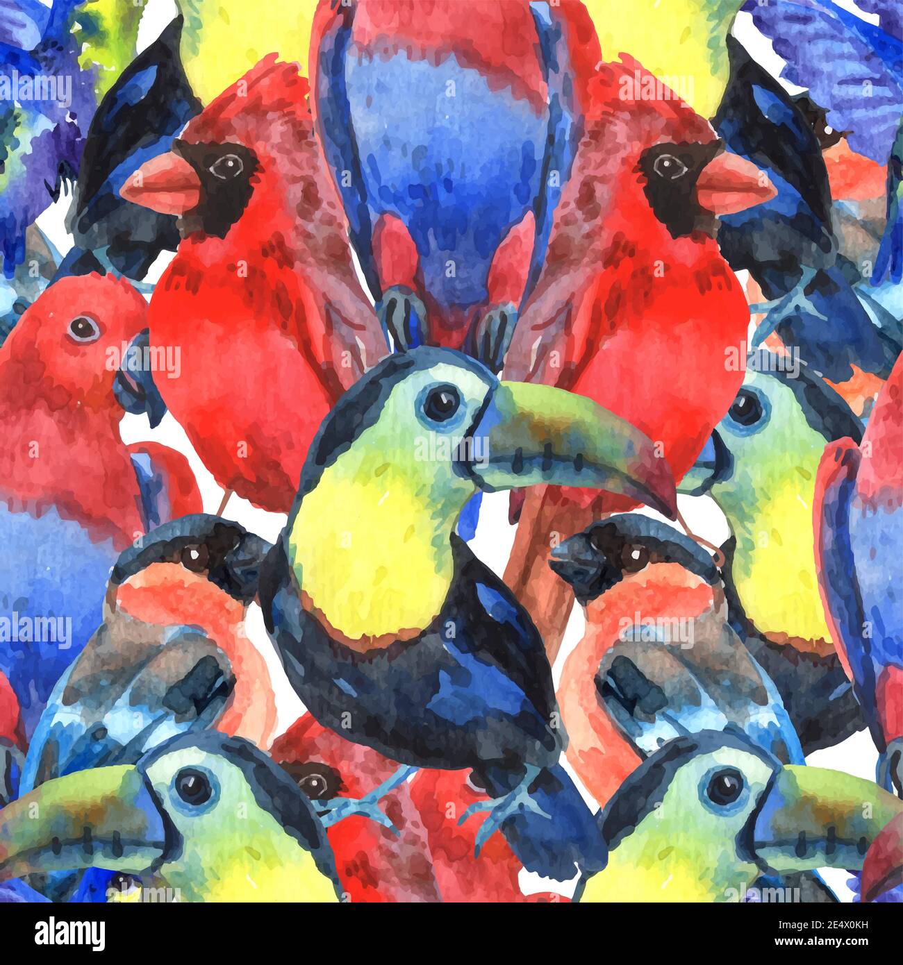 Tropical birds colorful composition seamless pattern for screen ...