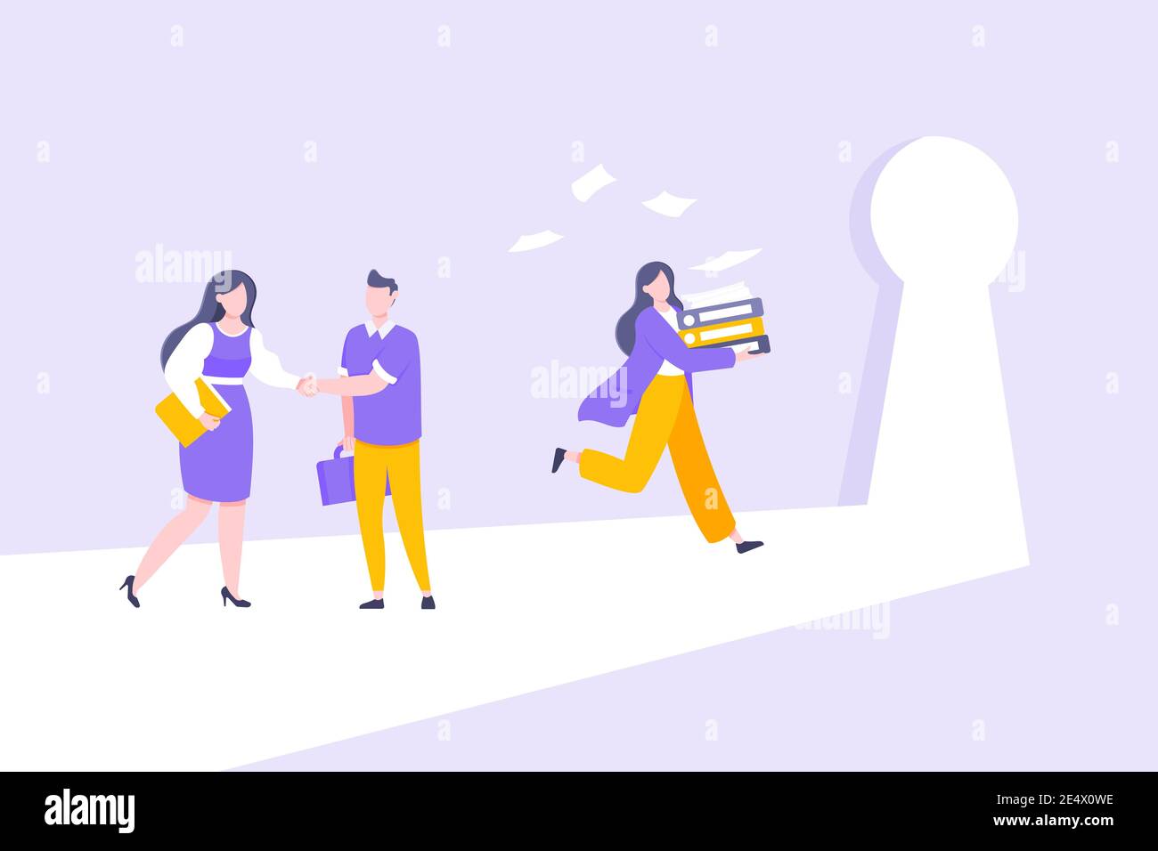 Business key opportunity concept with keyhole and ambitious person ...