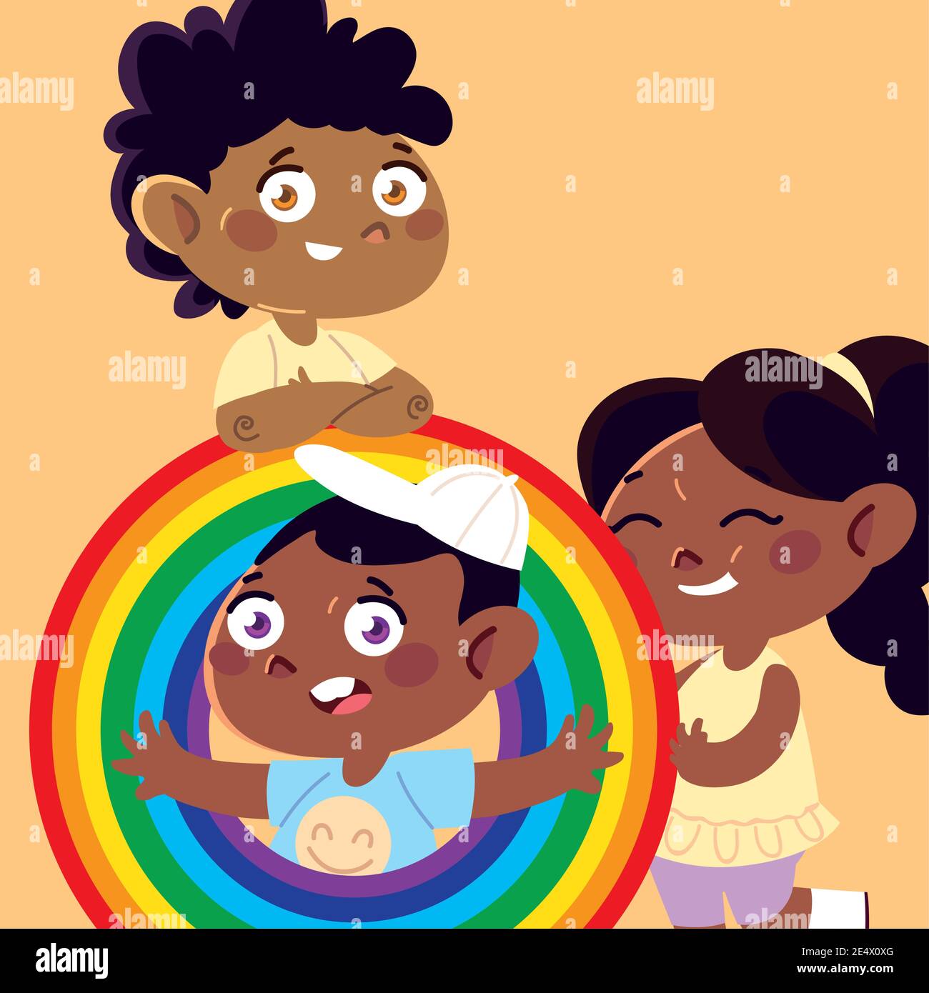 cute little girl and boys cartoon characters, children vector ...