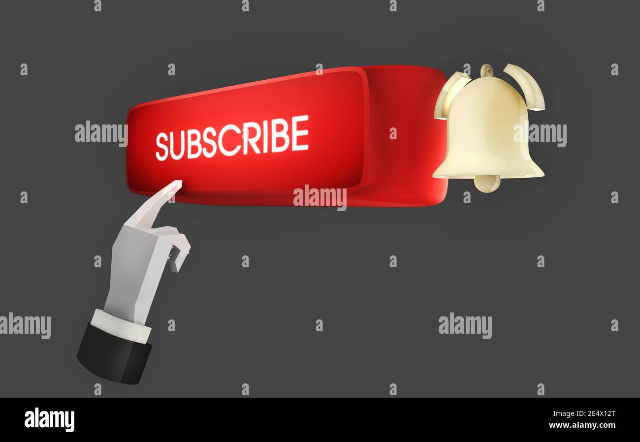 Subscribe call to action button 3D rendering template for your social ...