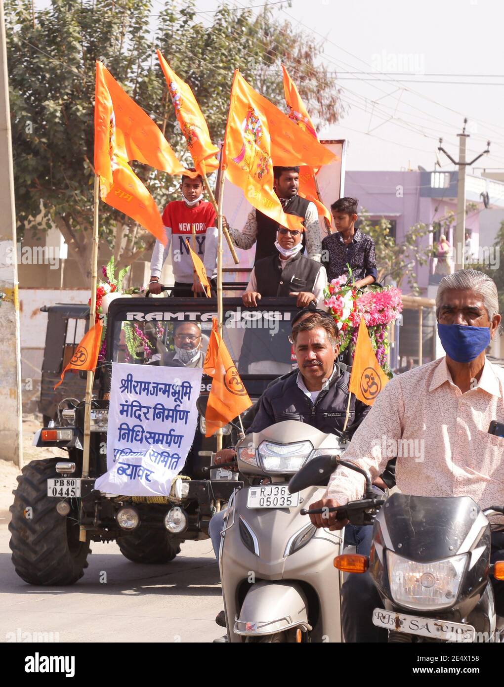 Beawar, Rajasthan, India, Jan. 24, 2021: Hindu volunteers take part in ...