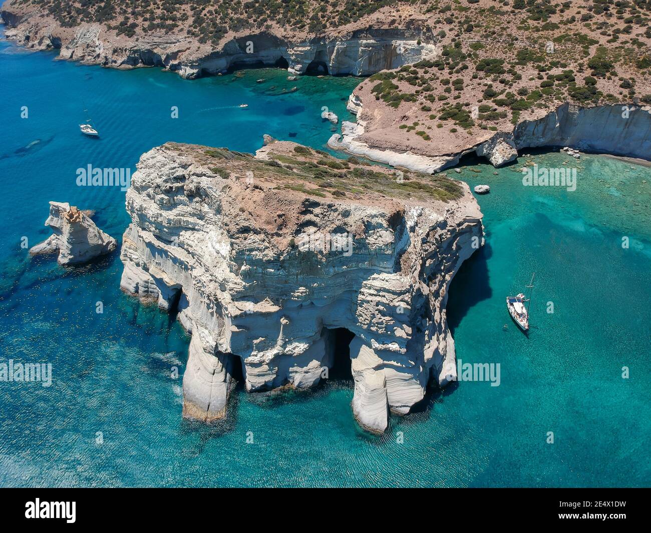 Cove of Kleftiko is an old pirates hideout. Milos, Greece Stock Photo ...