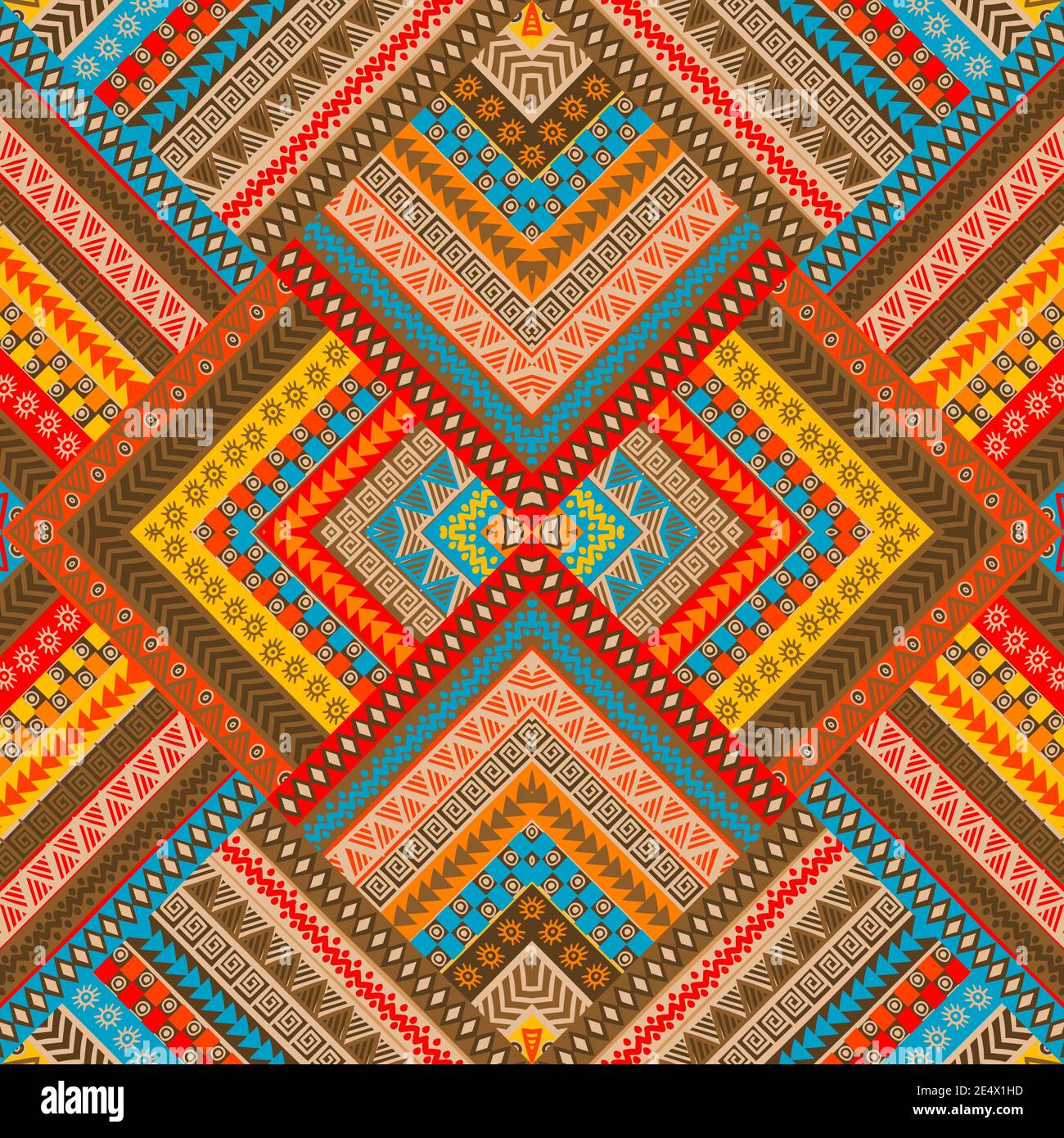 Geometric decorative ancient hand drawn ethnic motifs seamless pattern ...