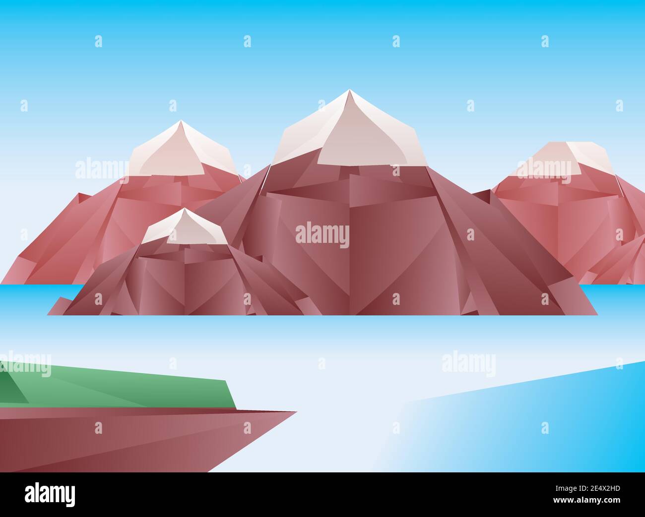 Polygonal landscape of mountains with snow at sky design, nature and ...