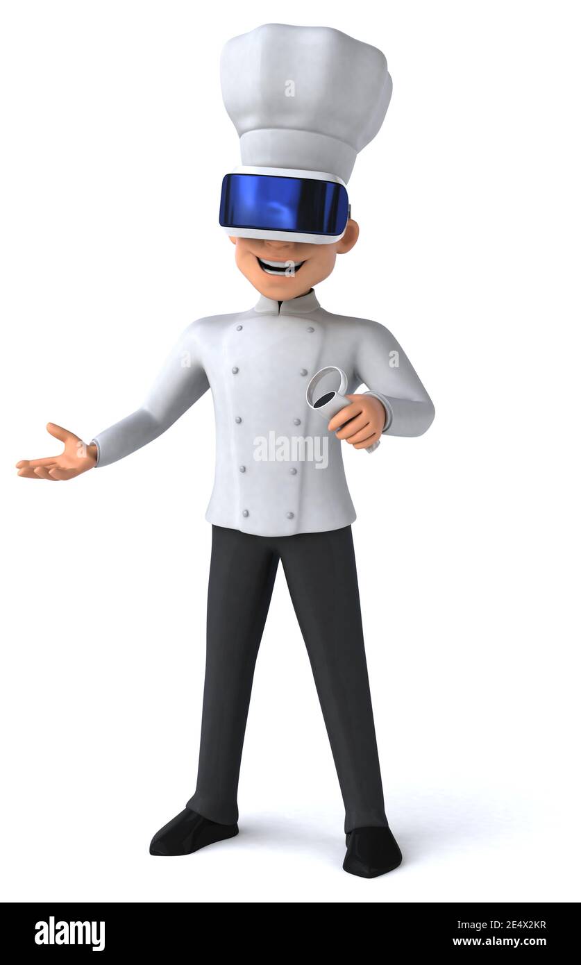 Fun 3D Illustration of a chef with a VR Helmet Stock Photo - Alamy
