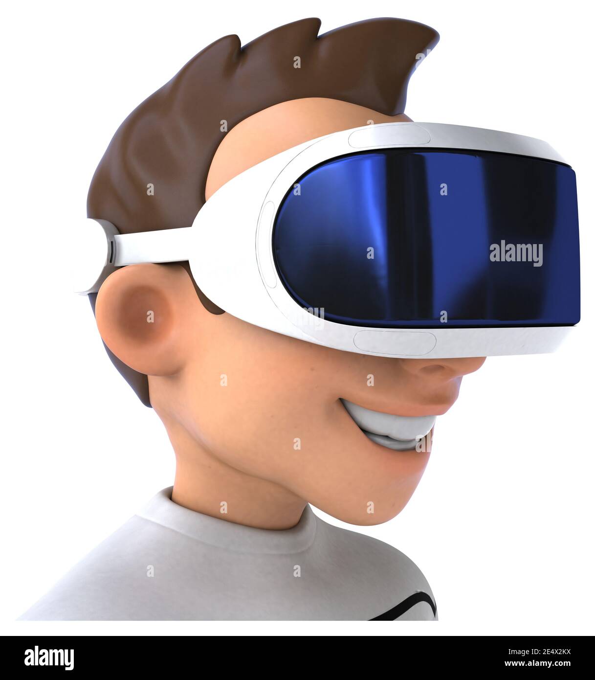 Fun 3D illustration of a cartoon man with a VR helmet Stock Photo - Alamy
