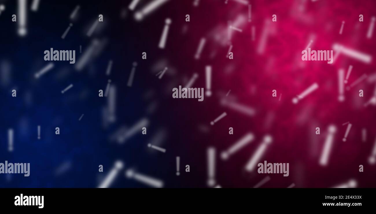 Flying exclamation marks over dark blue and magenta background Stock ...