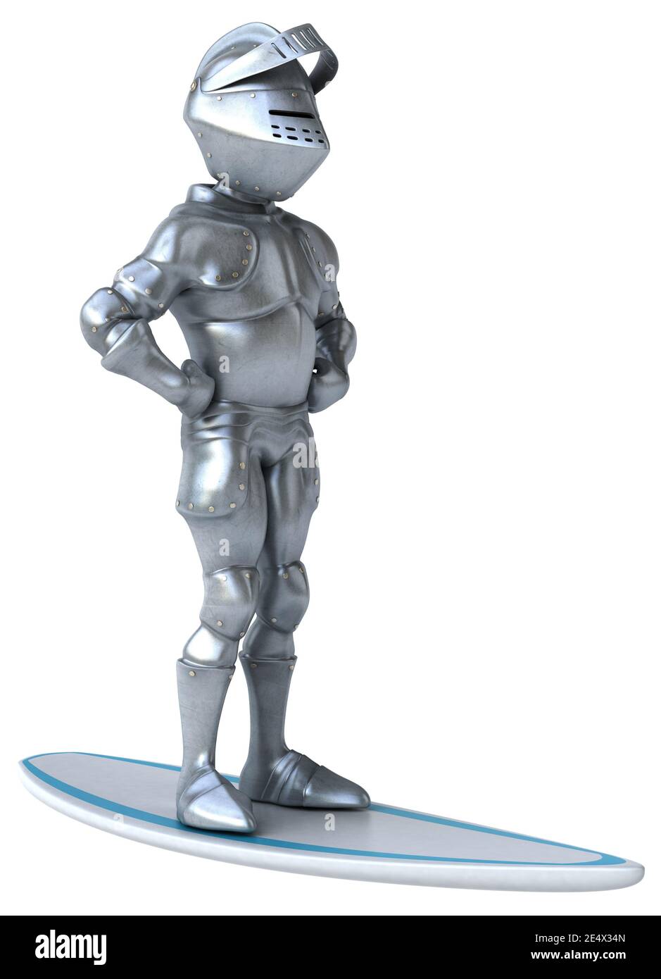 Fun 3D cartoon knight surfing Stock Photo - Alamy