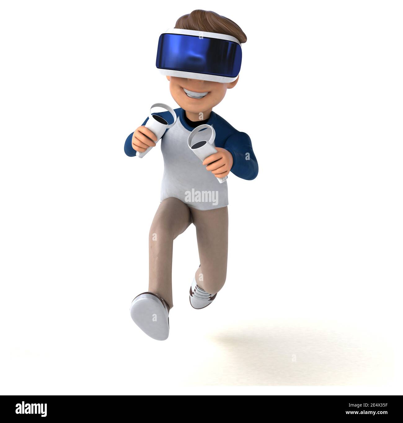 Fun 3D illustration of a cartoon kid with a VR helmet Stock Photo - Alamy