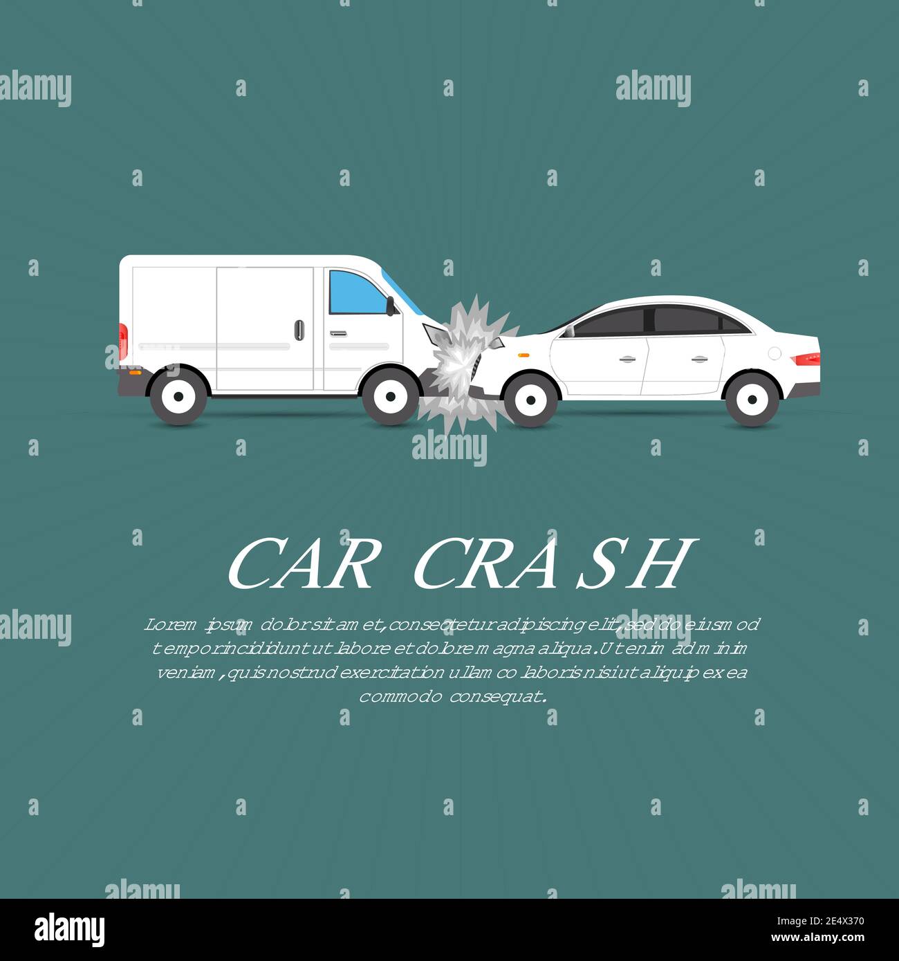 Car crash accident poster with two damaged autos flat vector ...