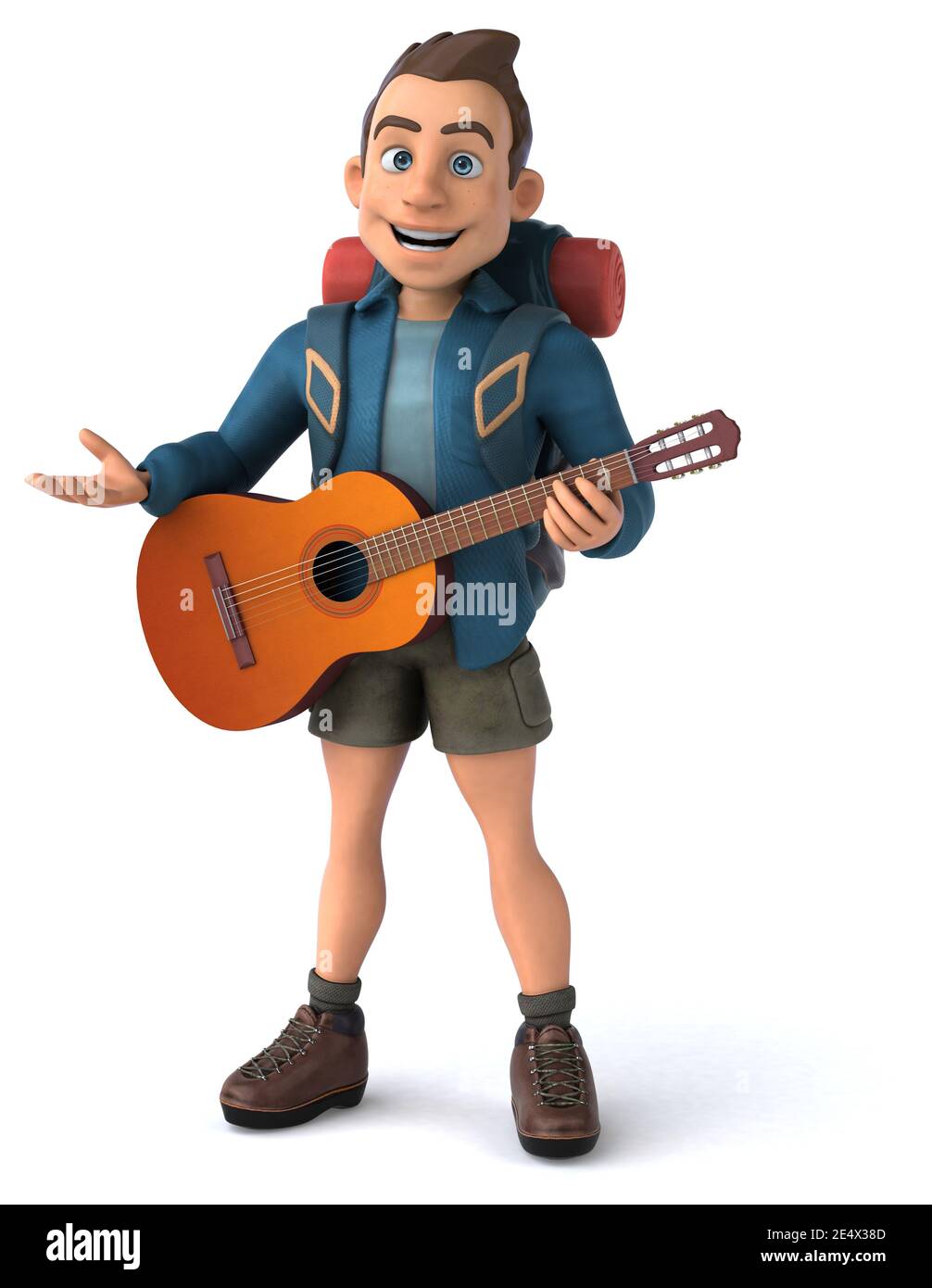 Fun illustration of a 3D cartoon backpacker Stock Photo - Alamy