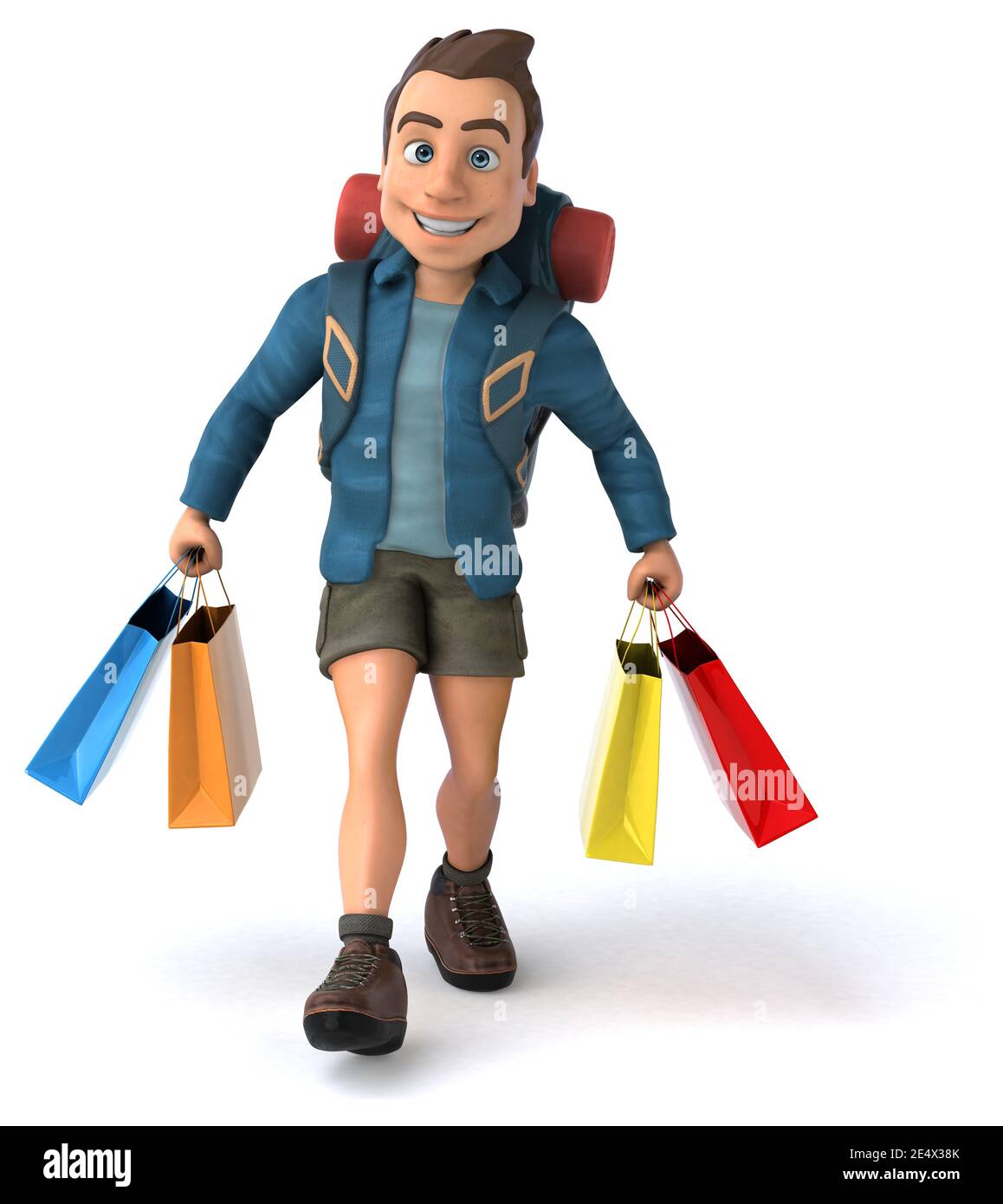 Fun illustration of a 3D cartoon backpacker Stock Photo - Alamy