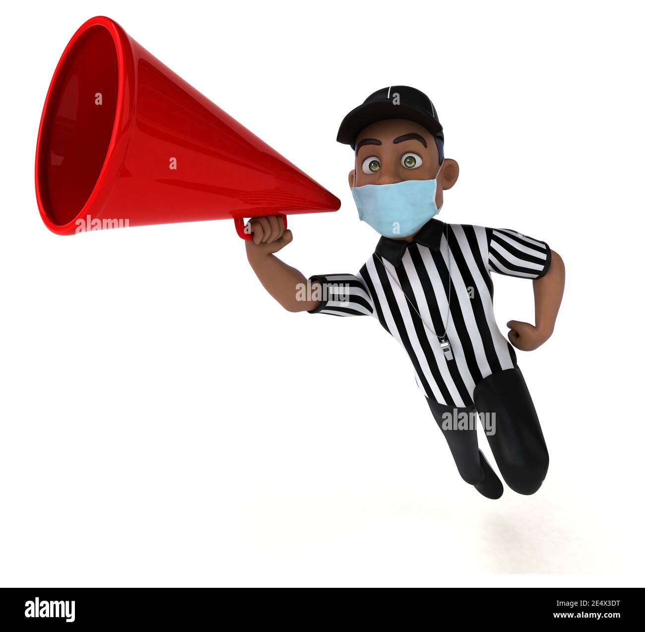 Fun 3D illustration of a black referee with a mask Stock Photo - Alamy