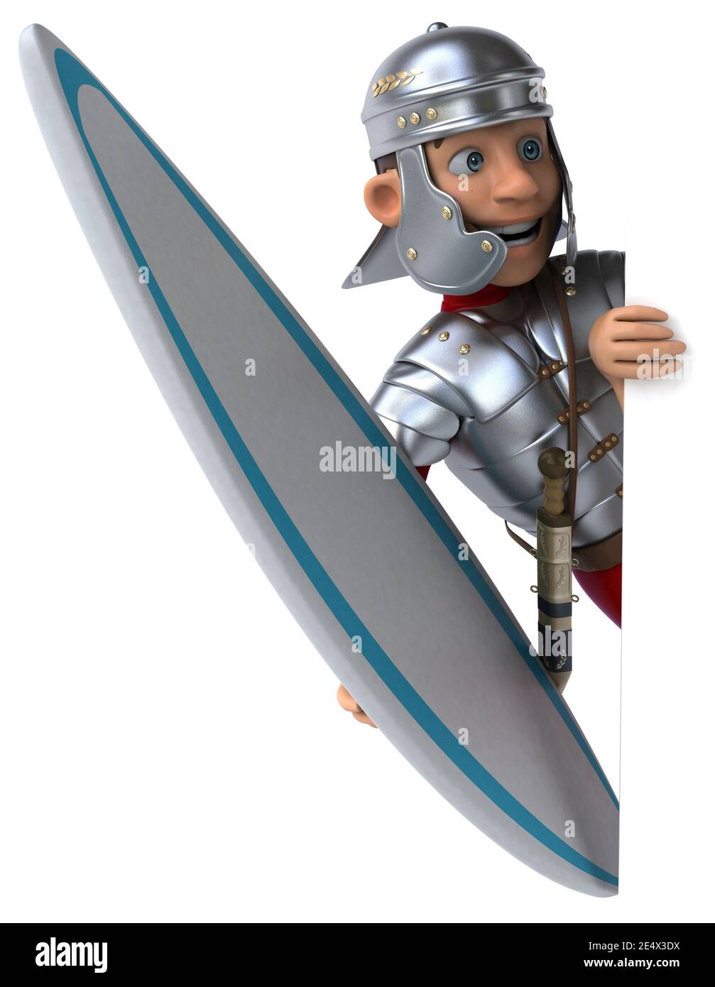 Fun 3D cartoon roman soldier surfing Stock Photo - Alamy