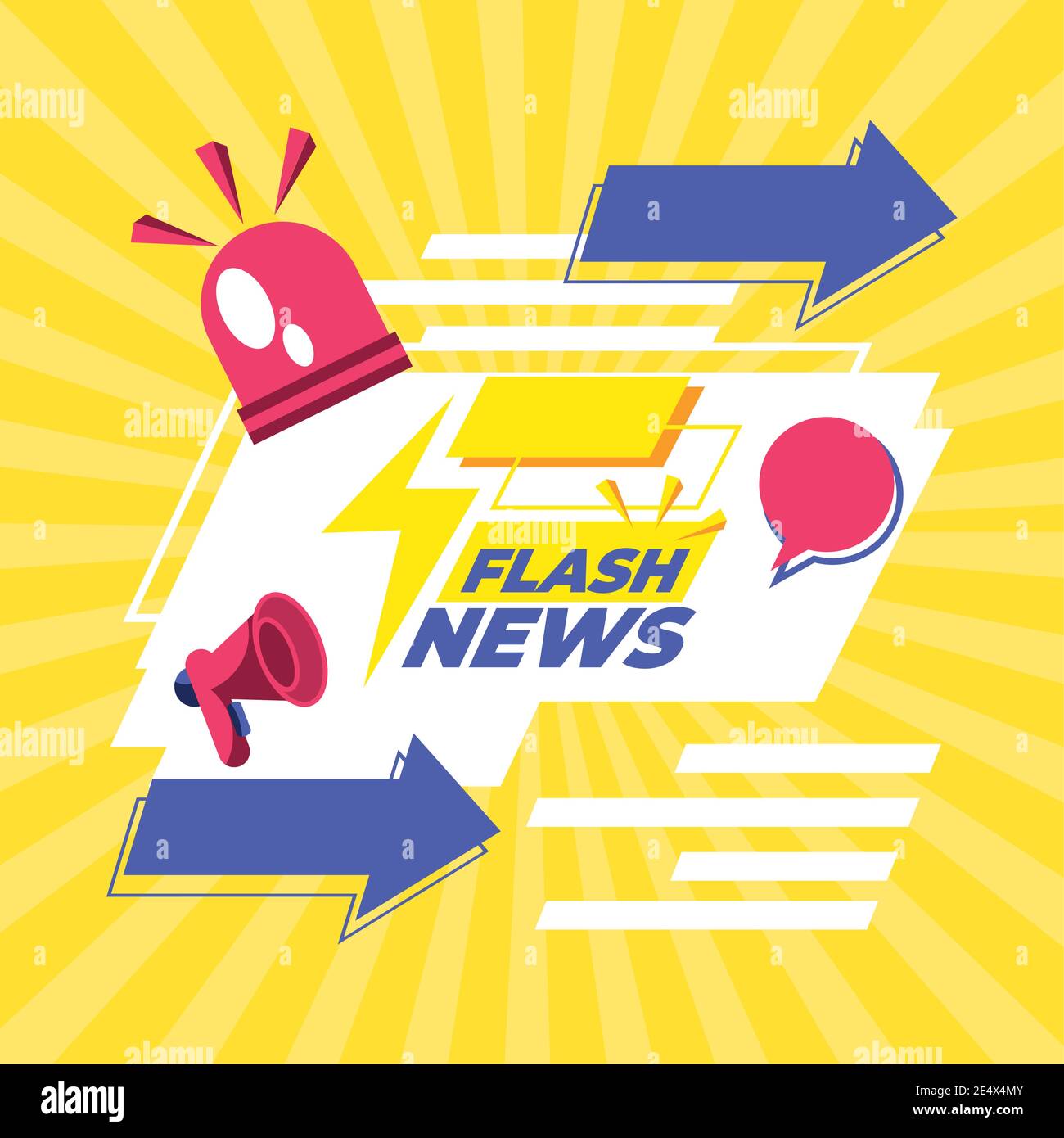 flash news banner with icons design, Technology channel communication ...