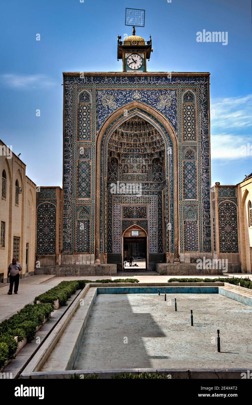 Entrance to the Mozaffari Jameh Mosque, Friday mosque in Kerman, Iran ...