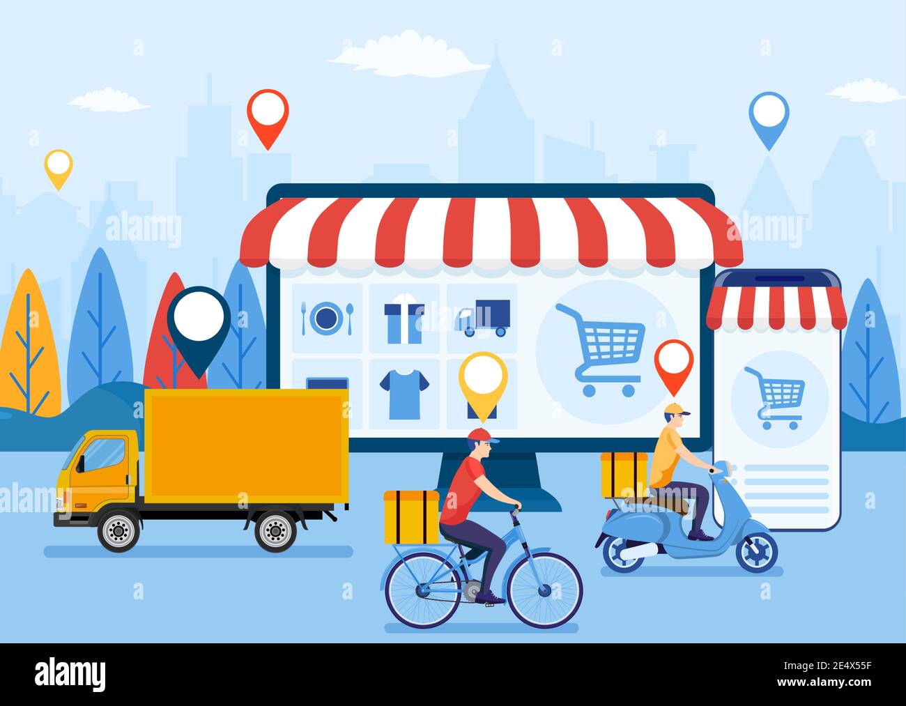 Delivery service application vector Stock Vector Images - Alamy