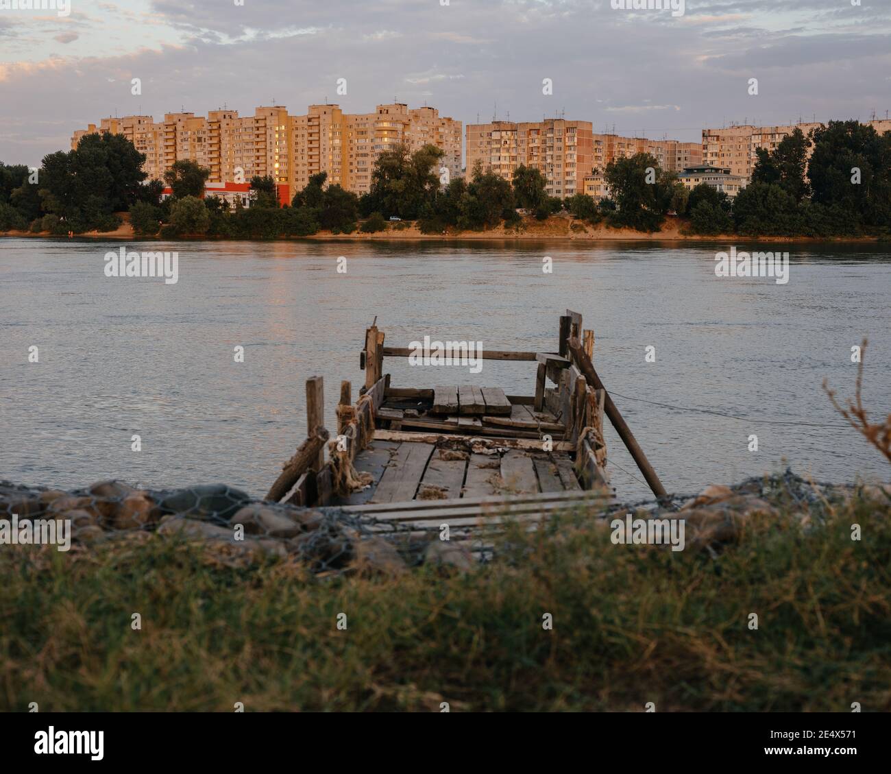 Destroyed wooden bridge and river stones nature fresh air Stock Photo ...