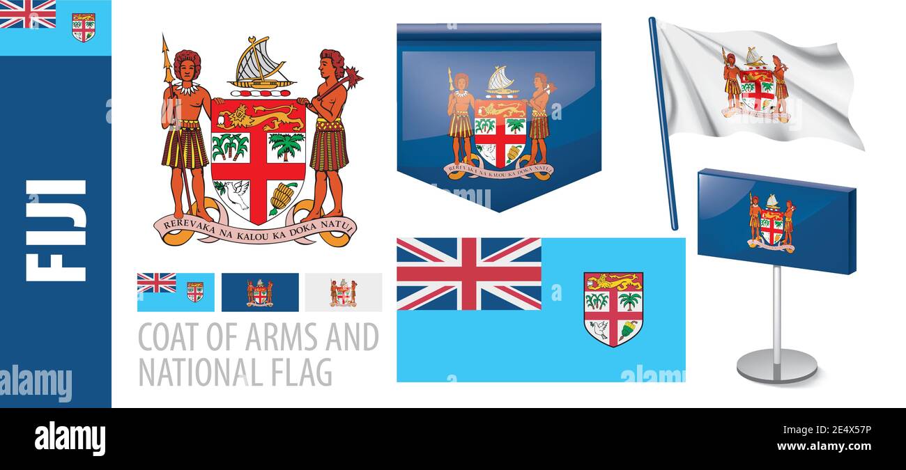 Vector set of the coat of arms and national flag of Fiji Stock Vector ...