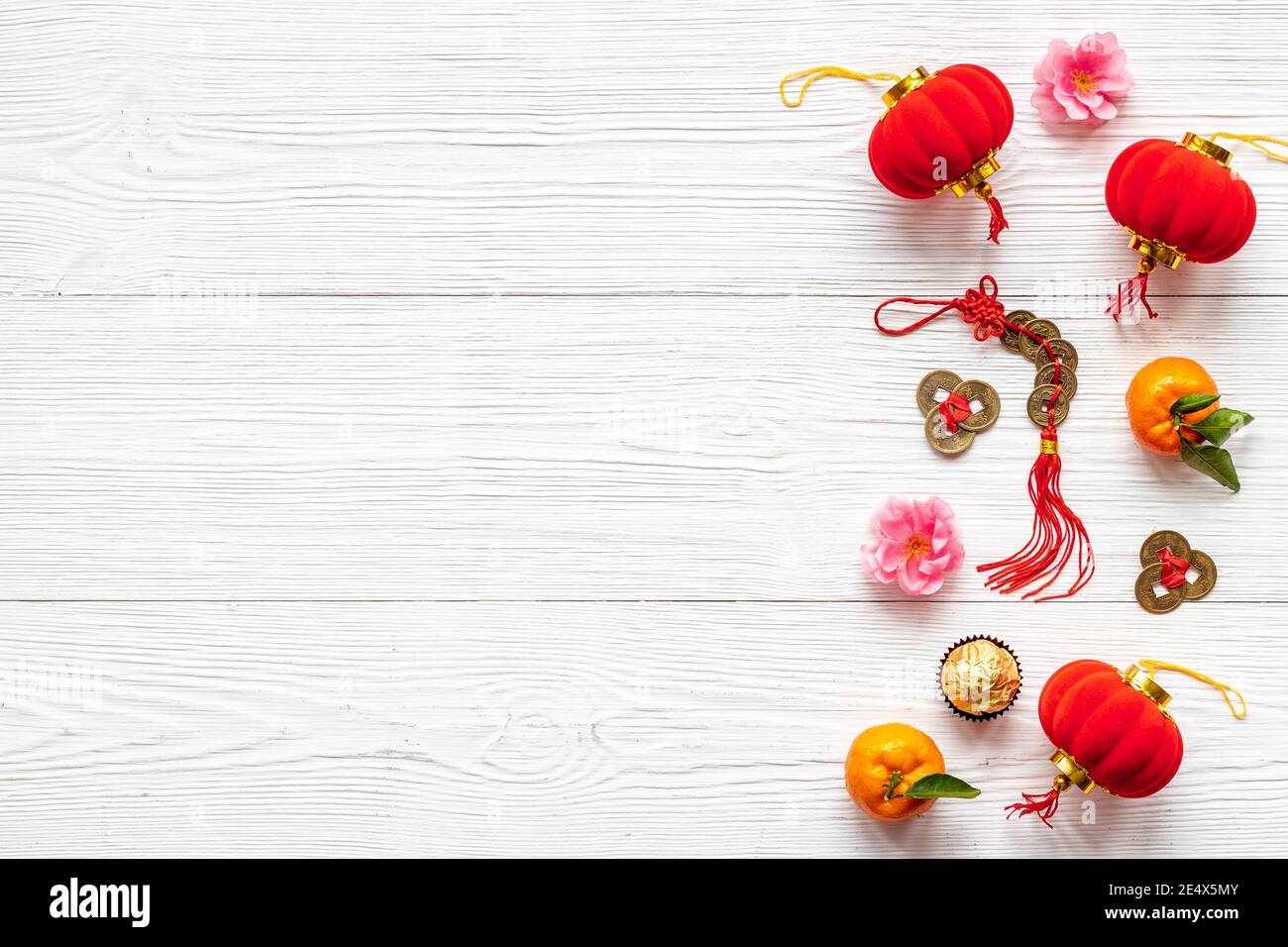 Chinese or lunar new year flat lay with space for text Stock Photo - Alamy