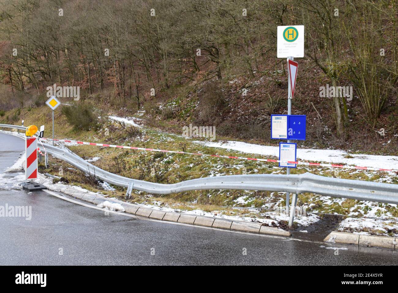 crashed barriers at a bus stop Stock Photo - Alamy
