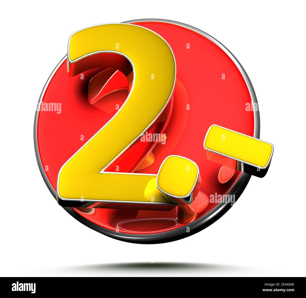 Number 2 price tag isolated on white background 3D illustration with ...