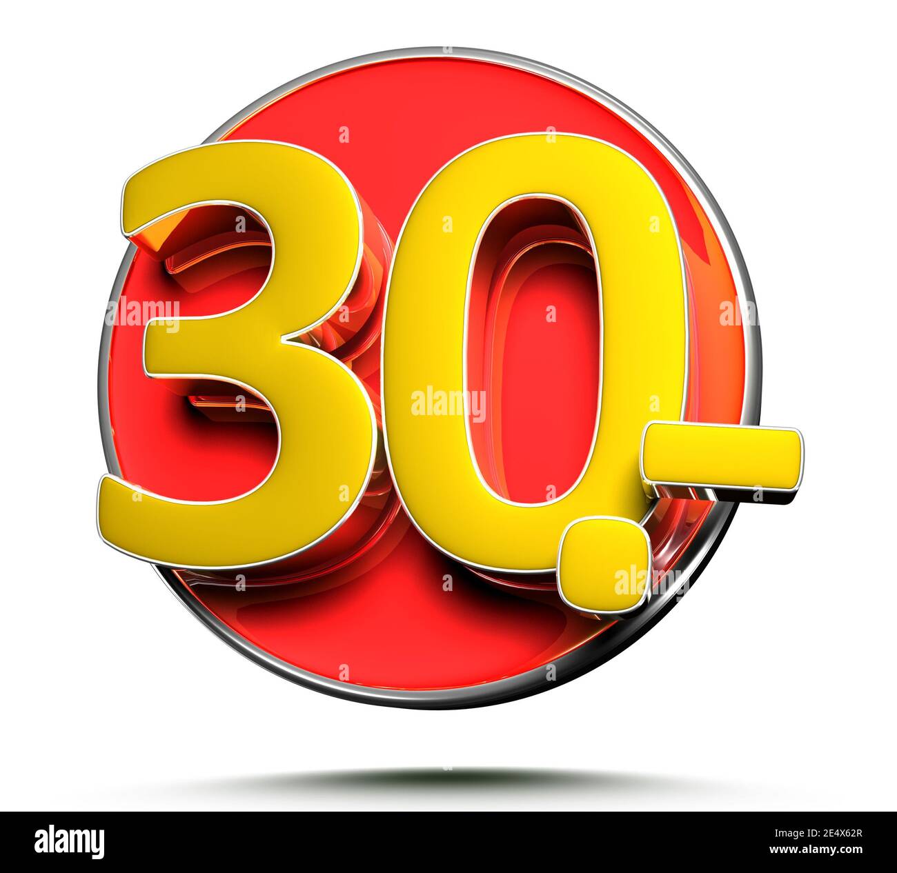 Number 30 price tag isolated on white background 3D illustration with ...