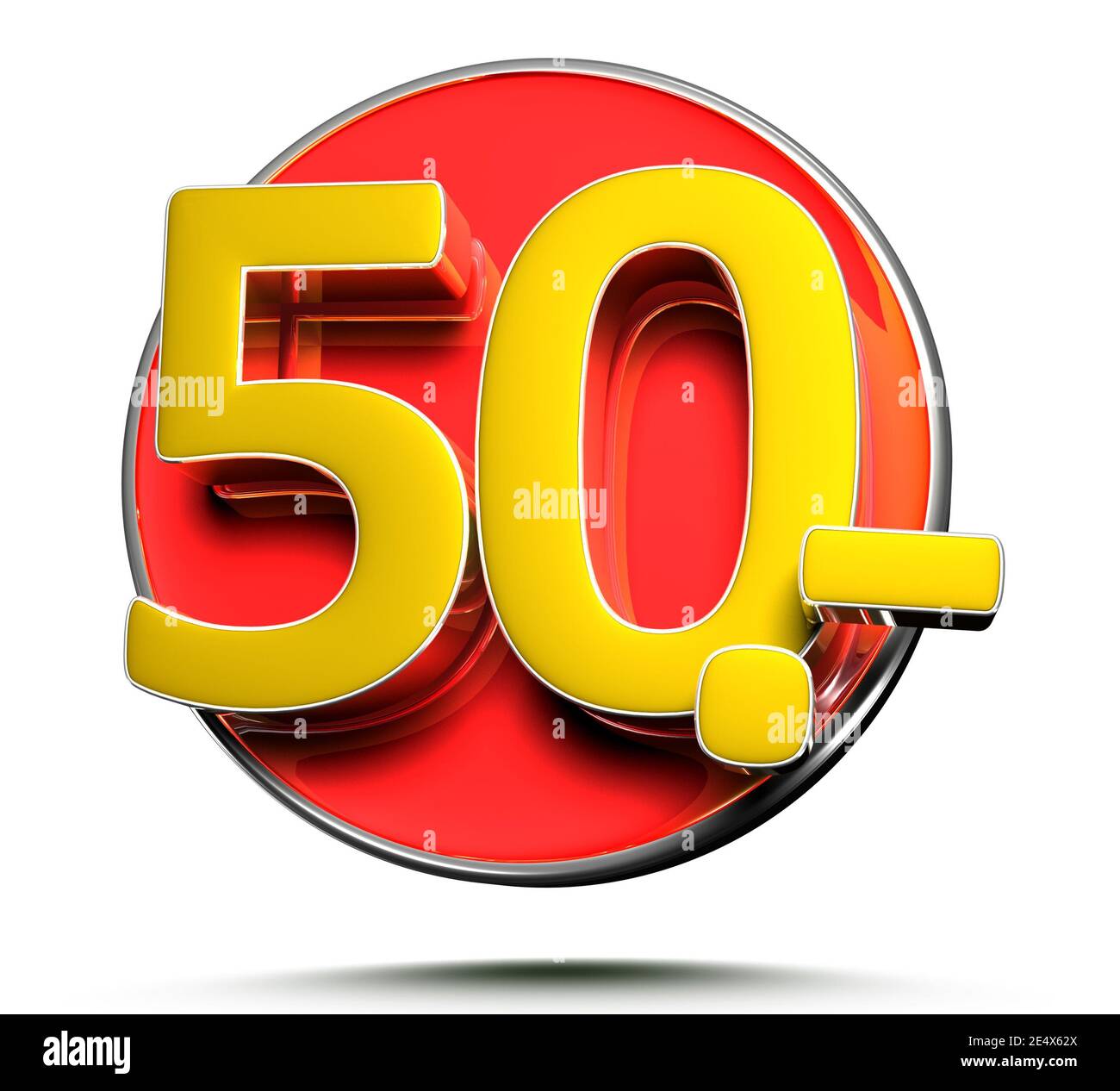 Number 50 price tag isolated on white background 3D illustration with ...