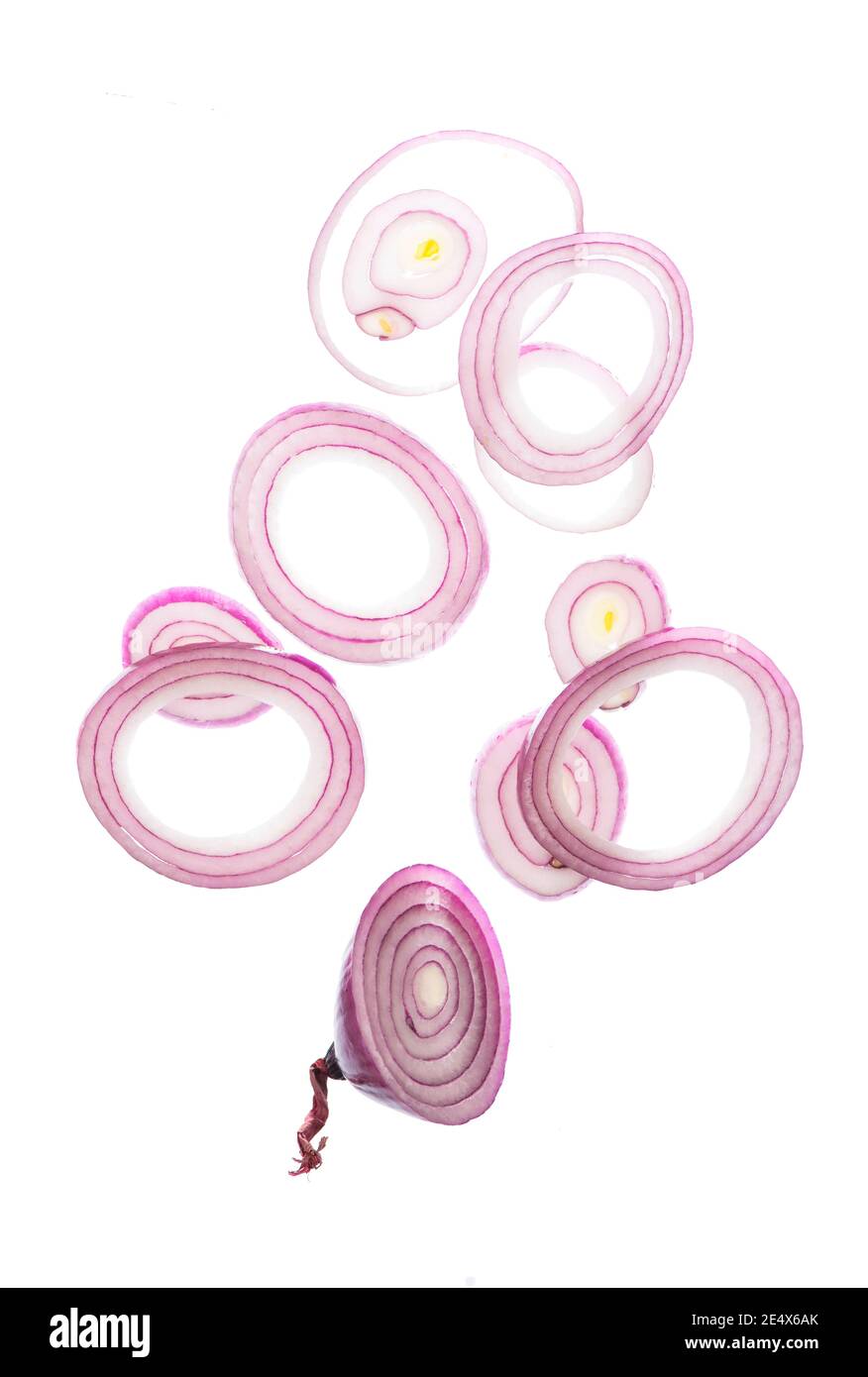 Red onion rings isolated on the white Stock Photo - Alamy