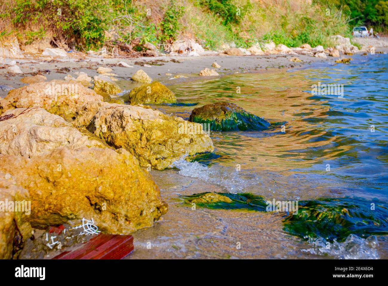 Coastal erosion of the cliffs is created by wind and rain erosion Stock ...