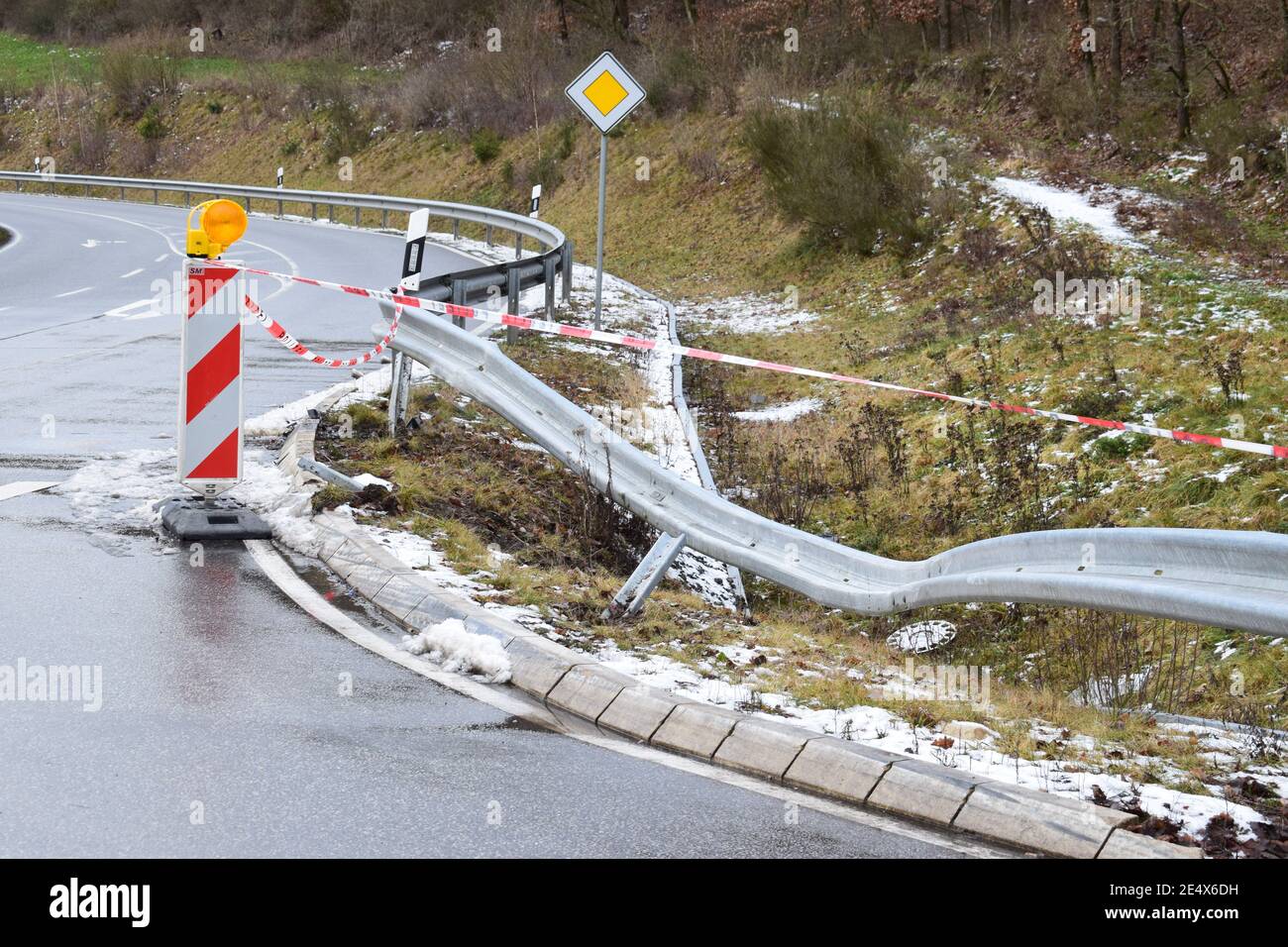 crashed barriers at a bus stop Stock Photo - Alamy