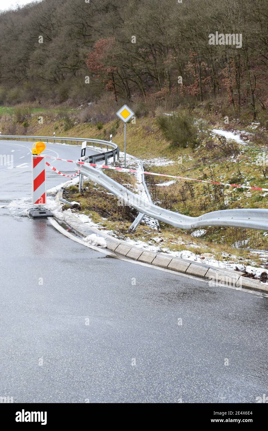 crashed barriers at a bus stop Stock Photo - Alamy