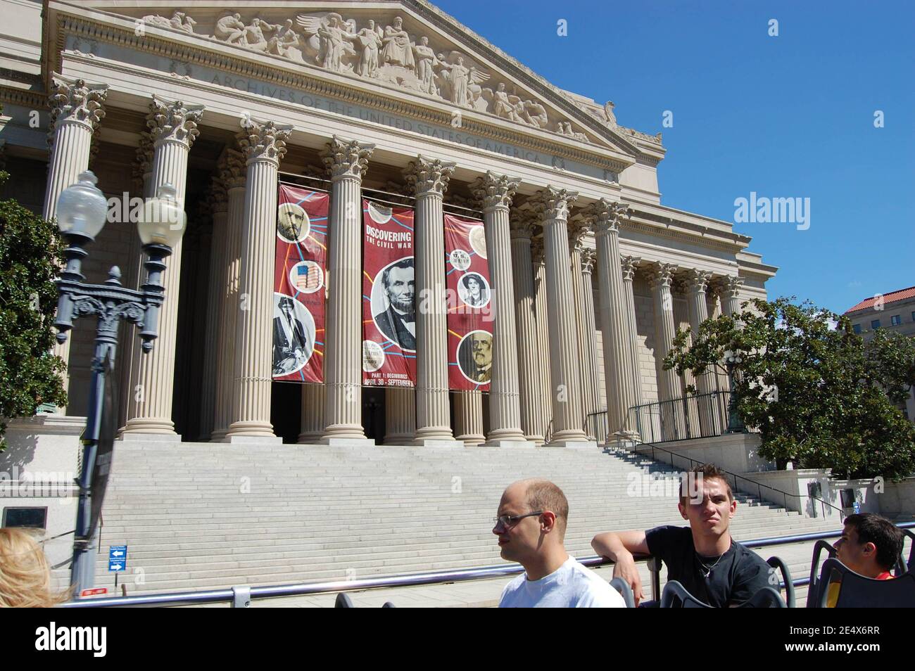 National archives building in constitution Avenue Washington USA steps ...