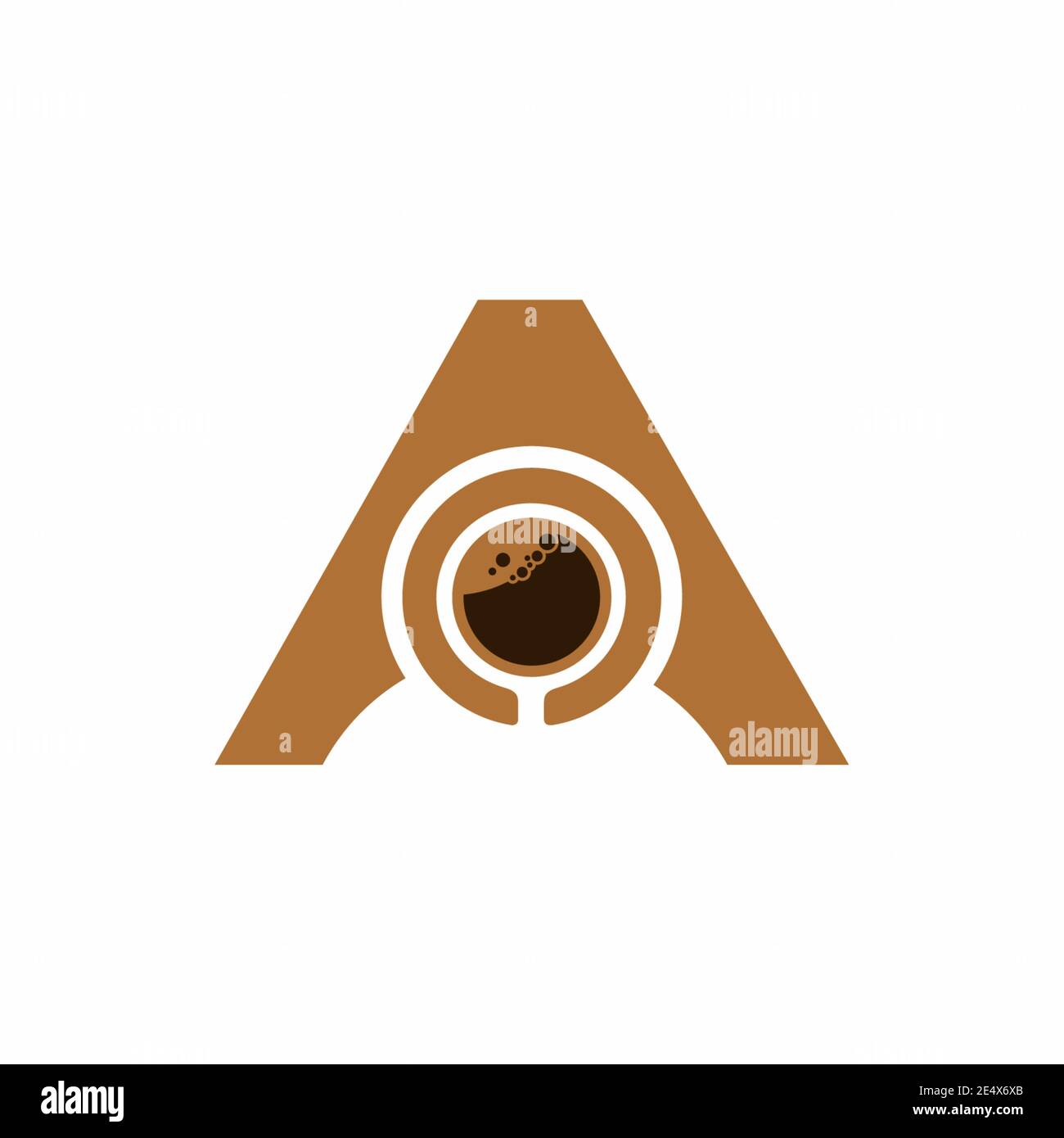 Brown A letter with coffee shape inside logo vector template Stock ...