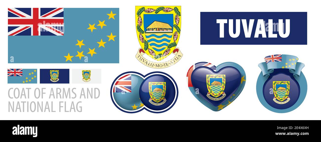 Vector set of the coat of arms and national flag of Tuvalu Stock Vector ...
