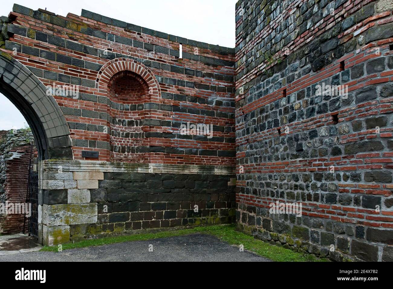 Exterior view of a fragment of the main entrance of the ancient Roman ...