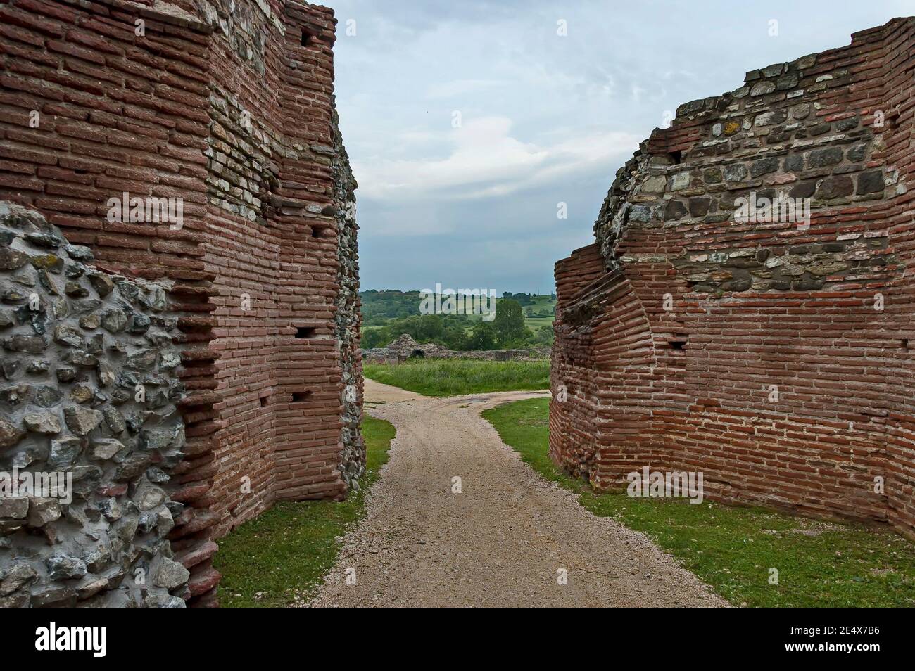 General view from the inside to the main entrance of ancient Roman ...
