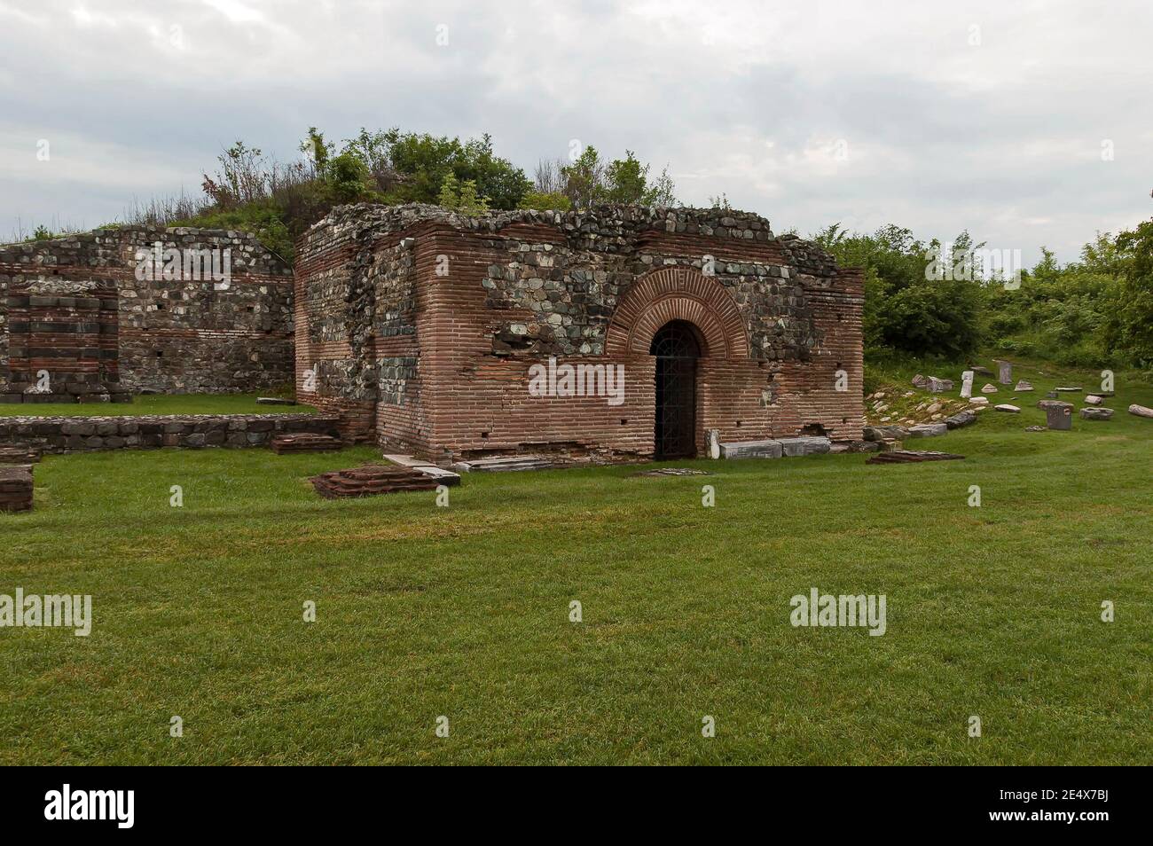Ancient buildings on the inside of the main entrance of ancient Roman ...