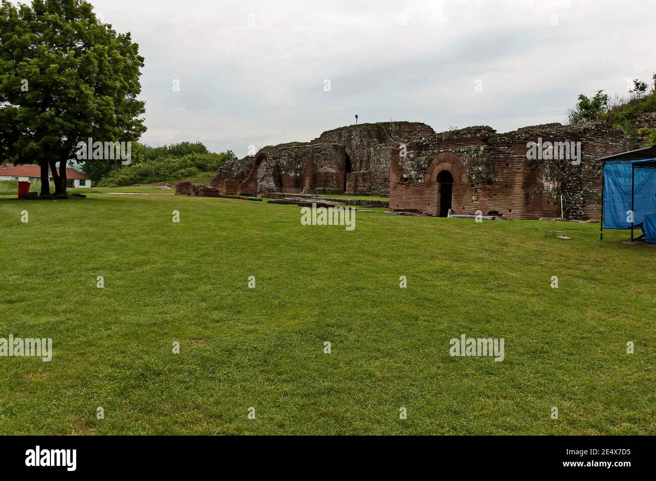 Ancient buildings on the inside of the main entrance of ancient Roman ...