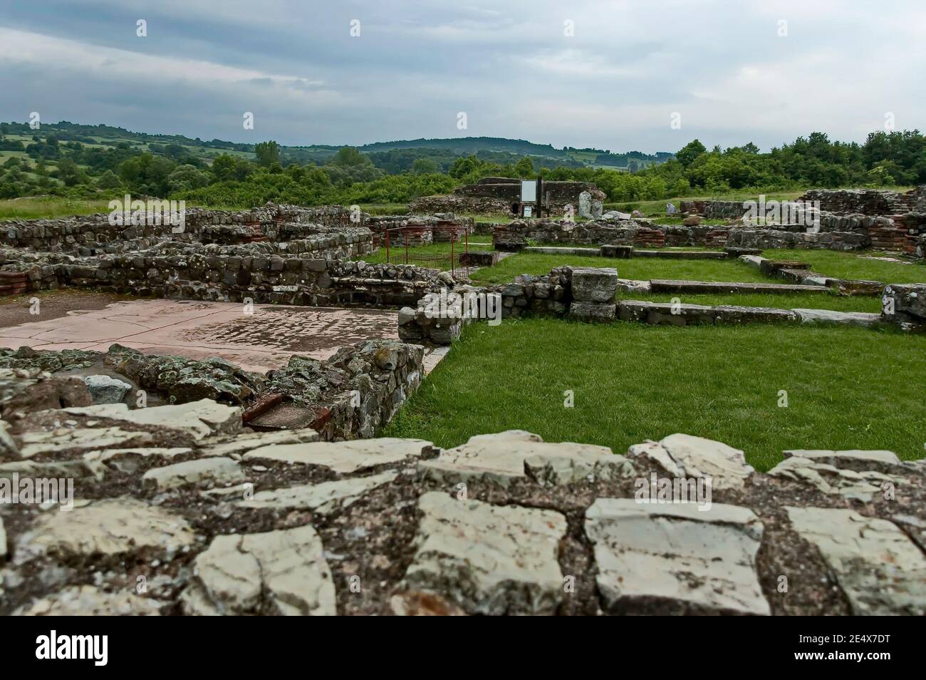 View of some of the preserved ruins of the ancient Roman complex of ...