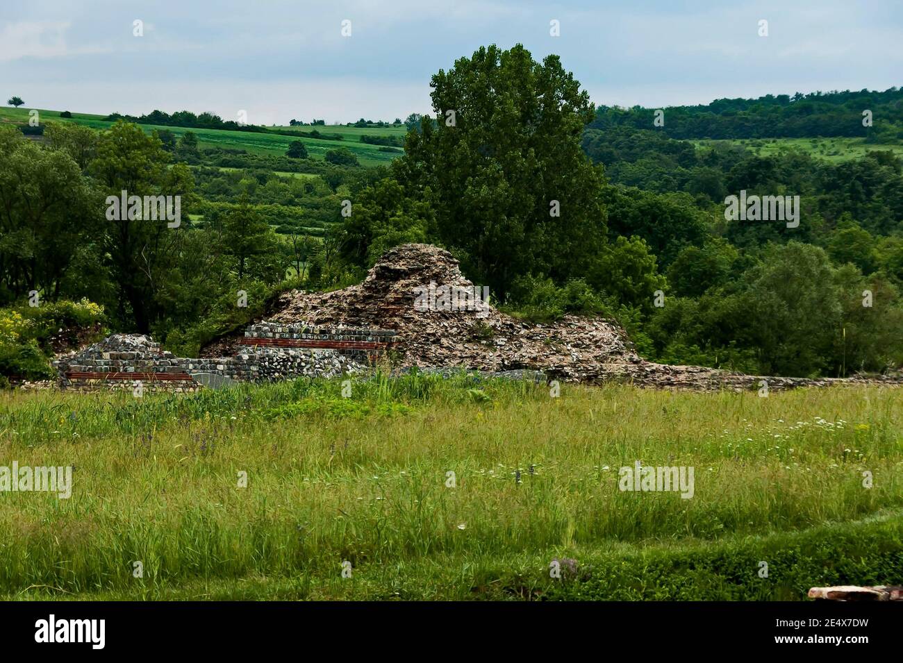 View of some of the preserved ruins of the ancient Roman complex of ...