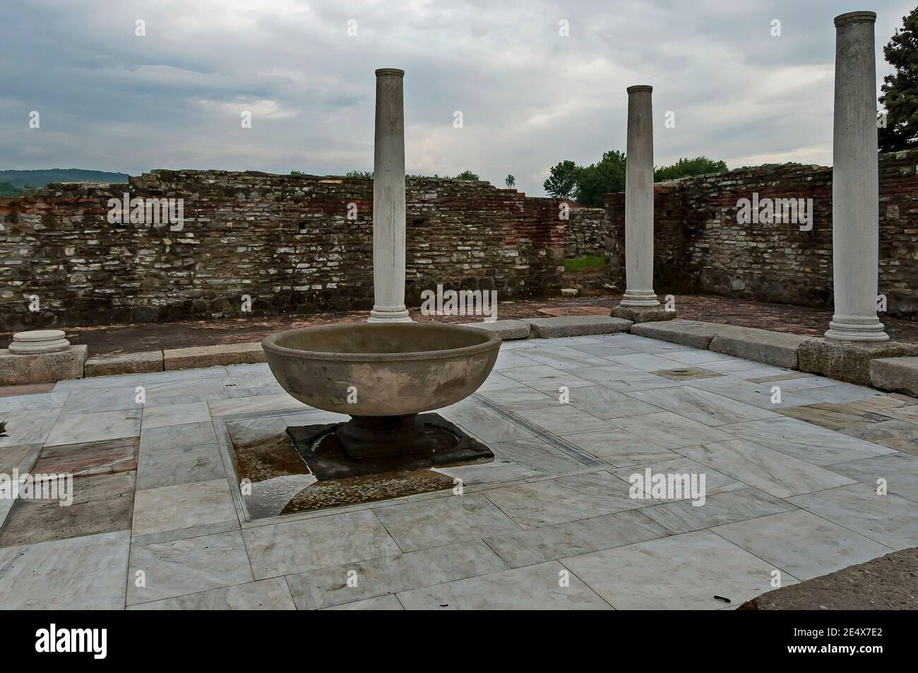 View of some of the preserved ruins of the ancient Roman complex of ...